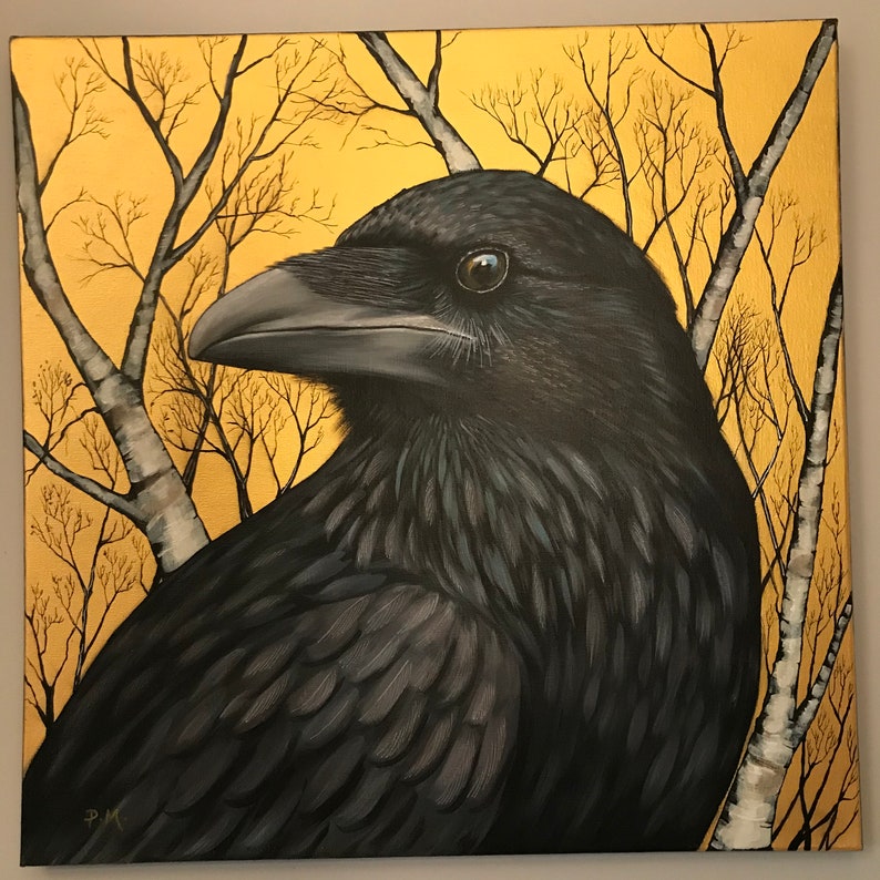 Gold Sky Crow. - Etsy