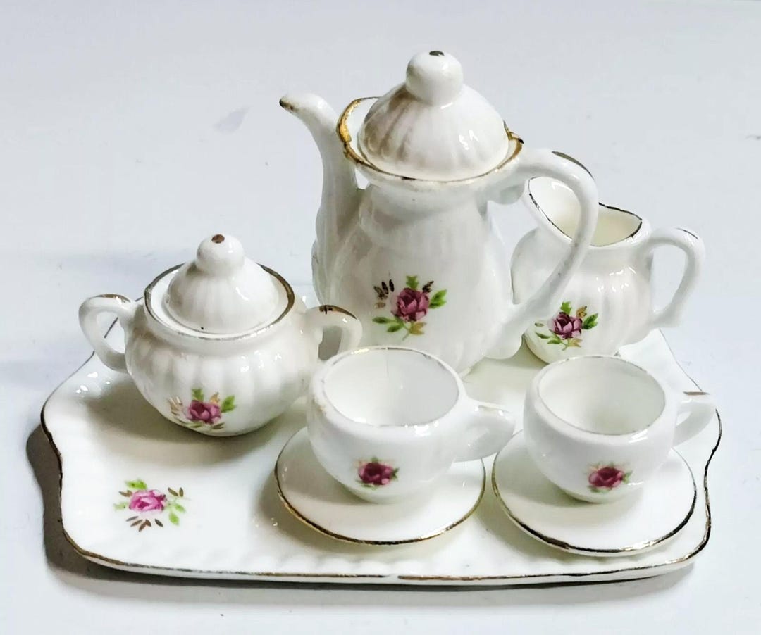 Vintage Miniature China Tea Set 1960's Dish Full Set Children Play ...