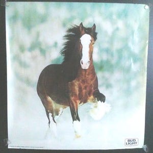 Vintage 1983 Bud Light Clydesdale Poster Anheuser Busch Horse Promo ...
