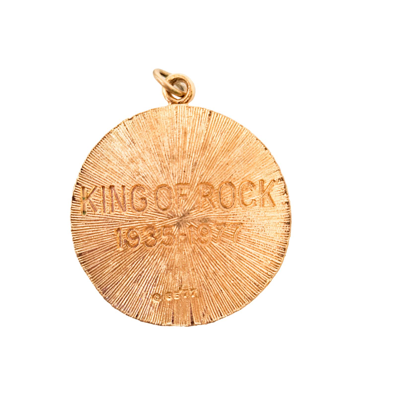 VTG Elvis Presley King of Rock Gold Electroplate Metal Charm Medallion ...