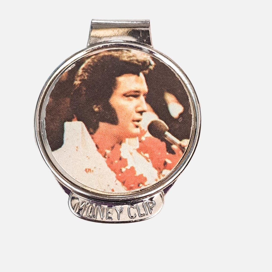 Elvis Presley Picture Money Clip Vintage Silver Tone Cameo 70s VTG - Etsy
