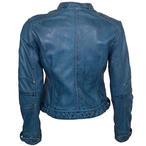 Women's Blue Biker Leather Motorcycle Jacket - Etsy