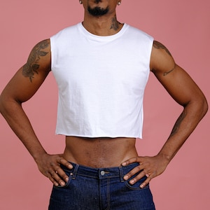 Man White Crop Top Sleeveless T-shirt - Plain White Crop Top for Men - Etsy