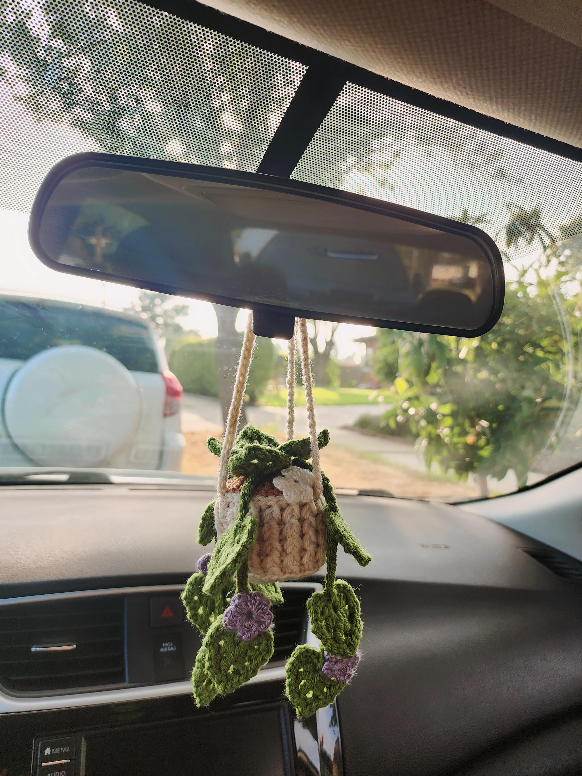 Crochet Hanging Plant Car Charm: Boho Rearview Mirror Decor - Etsy