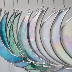 Stained Glass Crescent Moon Varied Colours - Etsy
