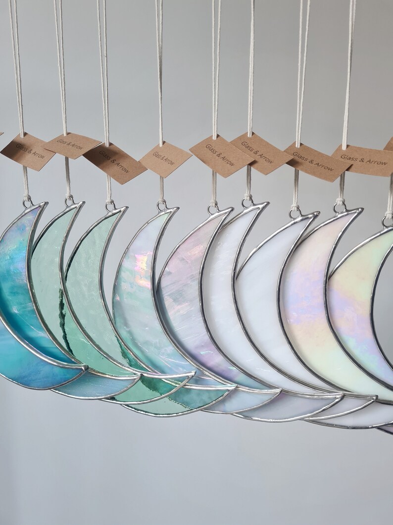 Stained Glass Crescent Moon Varied Colours - Etsy