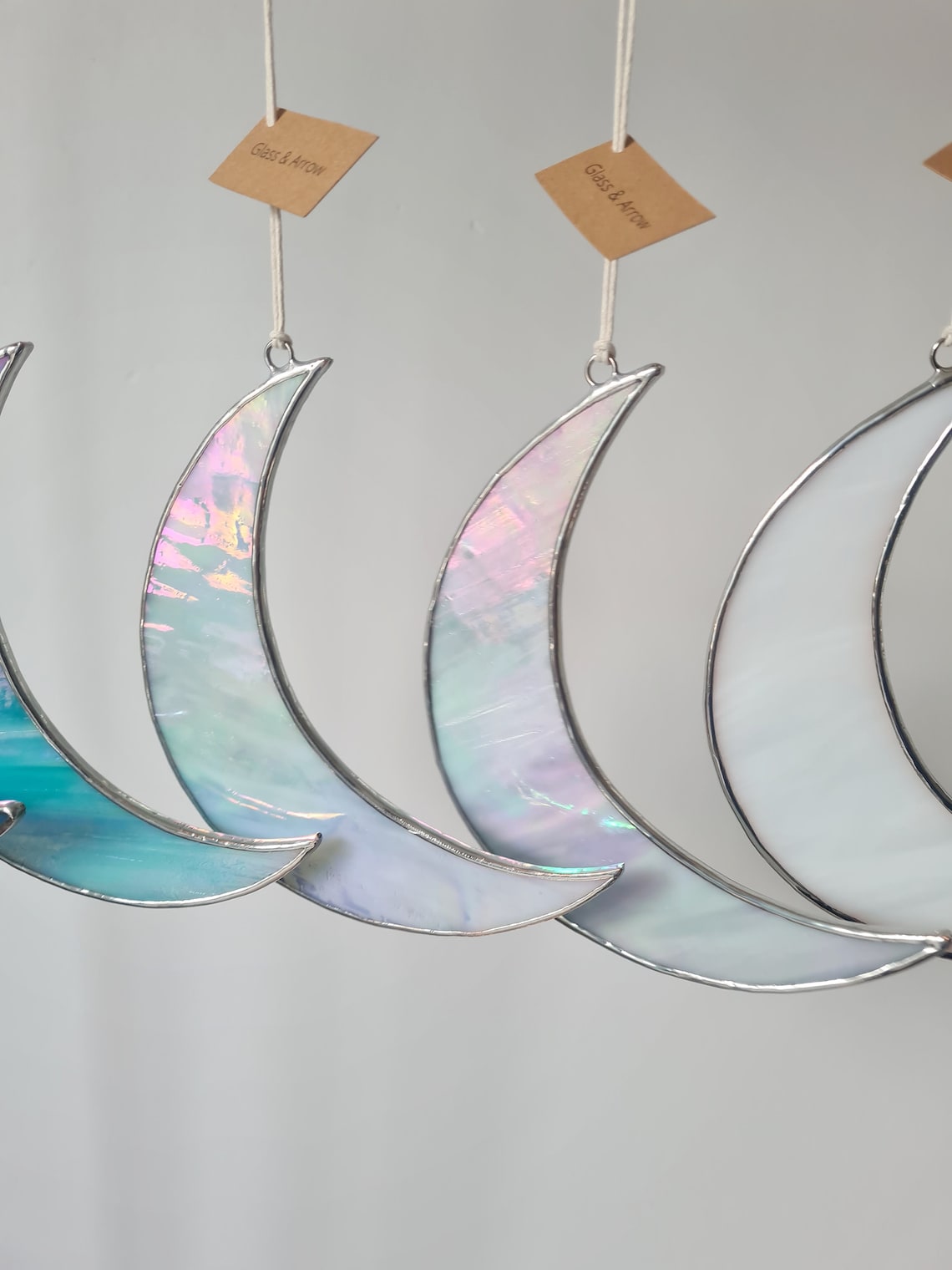 Stained Glass Crescent Moon Varied Colours - Etsy