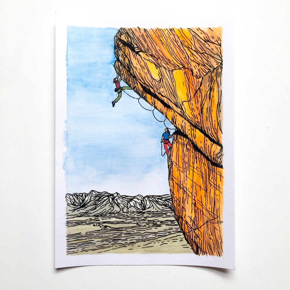 Climbing Print, Gift for Rock Climber, Rock Climbing Drawing, Dessin D ...