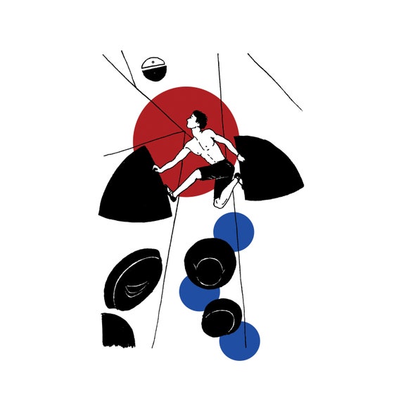 Bouldering Print Gift for Climber Indoor Climbing Drawing | Etsy