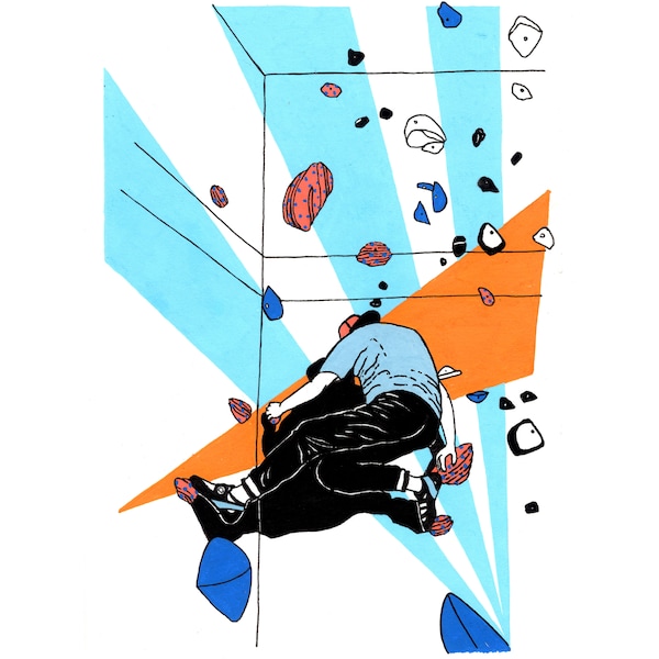 Climbing Print, Gift for Rock Climber, Rock Climbing Drawing, Dessin D ...