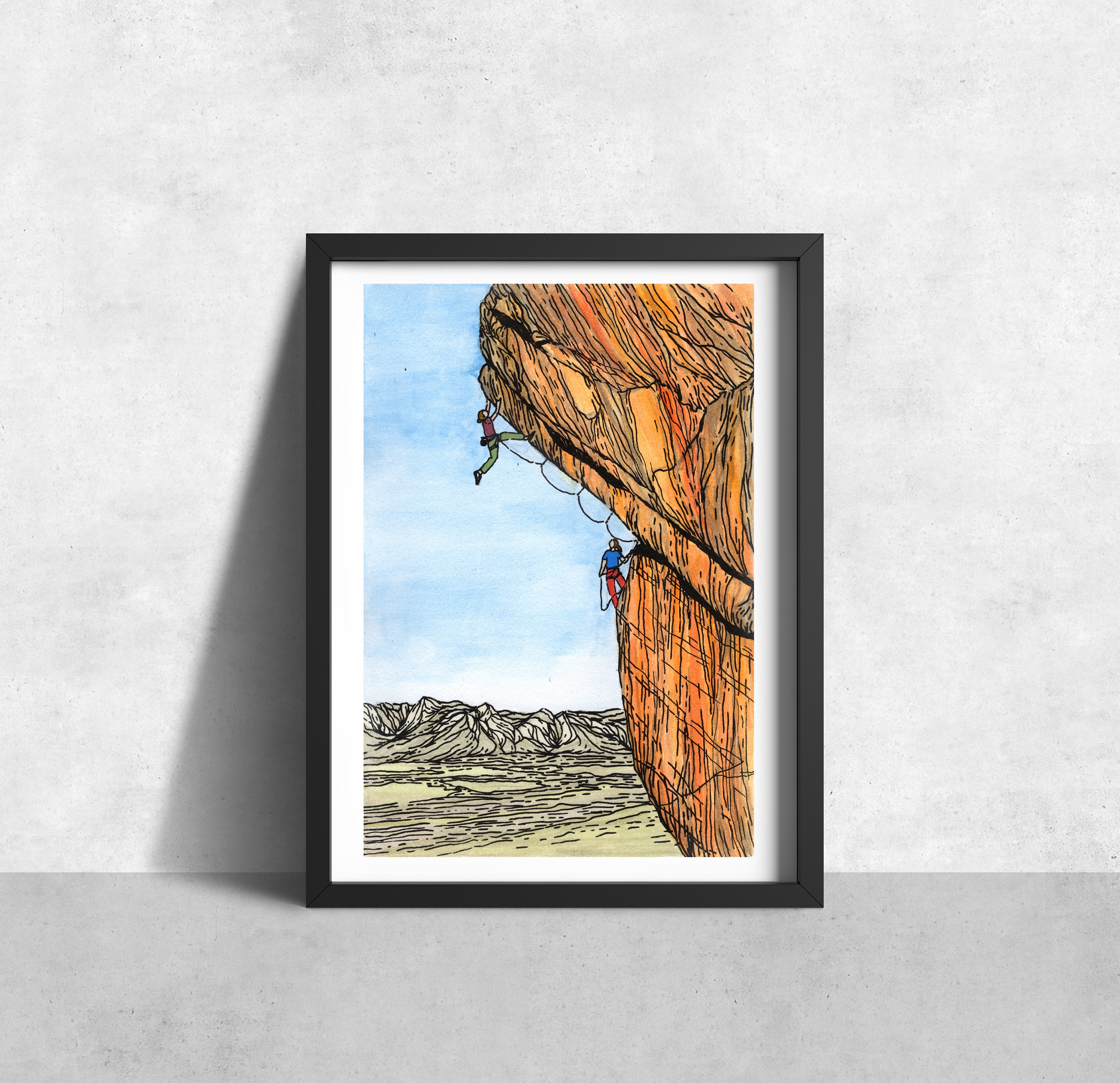 Climbing Print, Gift for Rock Climber, Rock Climbing Drawing, Dessin D ...