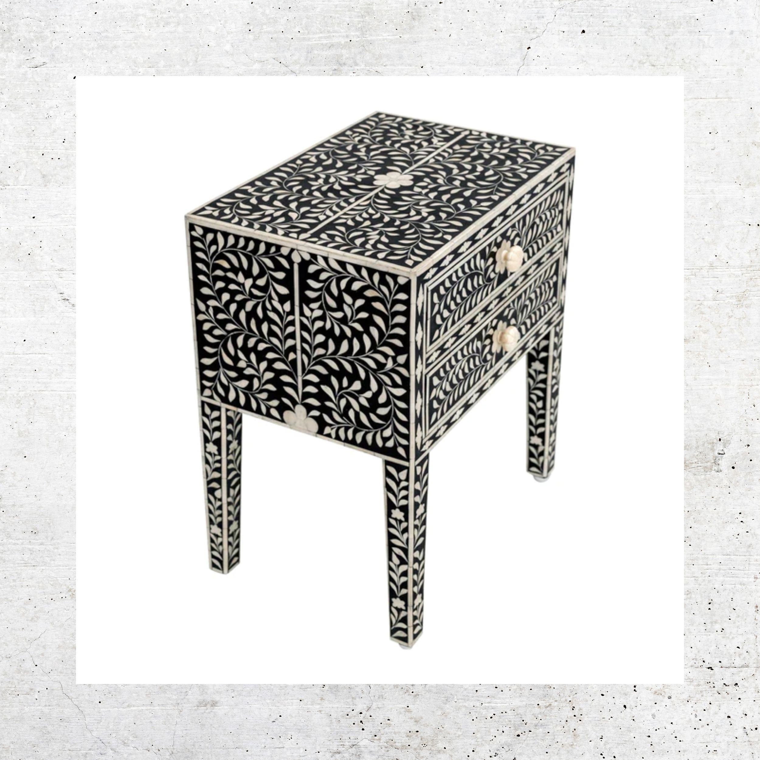 Bone Inlay Bedside Table Nightstand Table Sidetable - Etsy