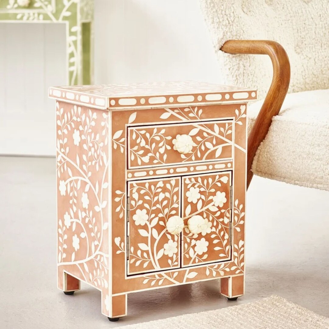 Bone Inlay Bedside Table, Nightstand Table, Sidetable, Endtable ...