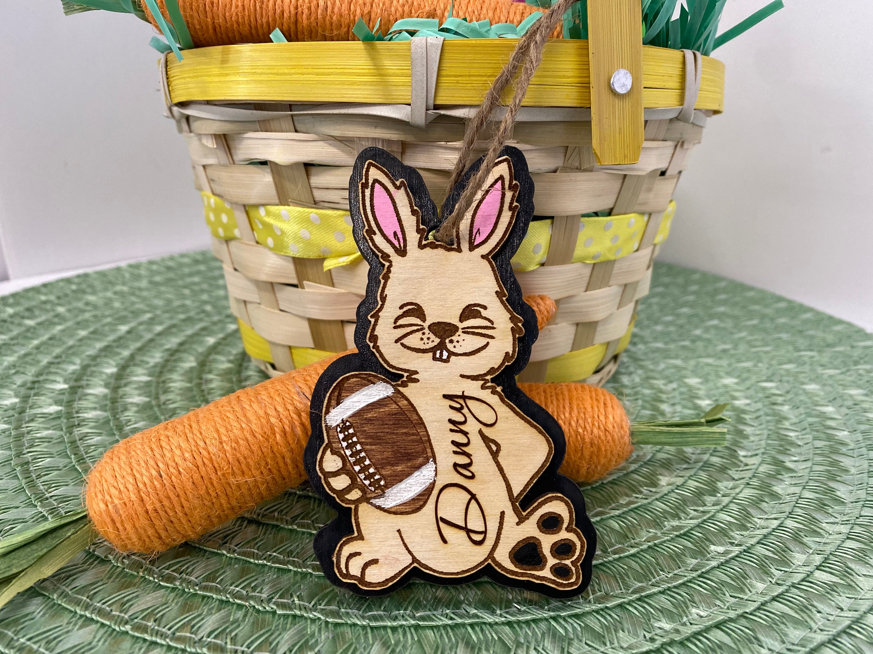 Wooden Bunny Nametag - Etsy