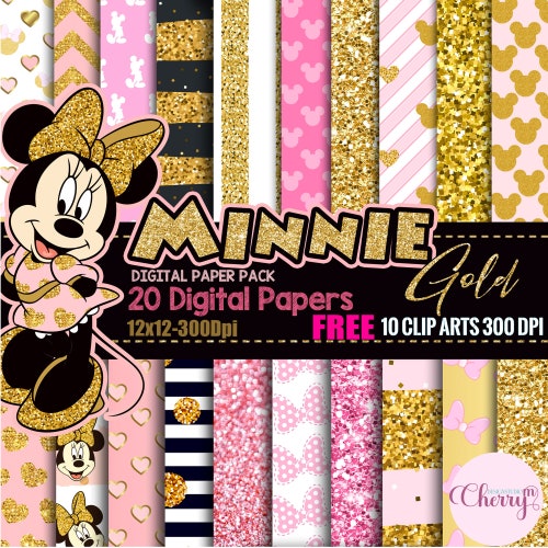 Minnie Mouse Digital Paper Scrapbook Papers Wallpaper - Etsy