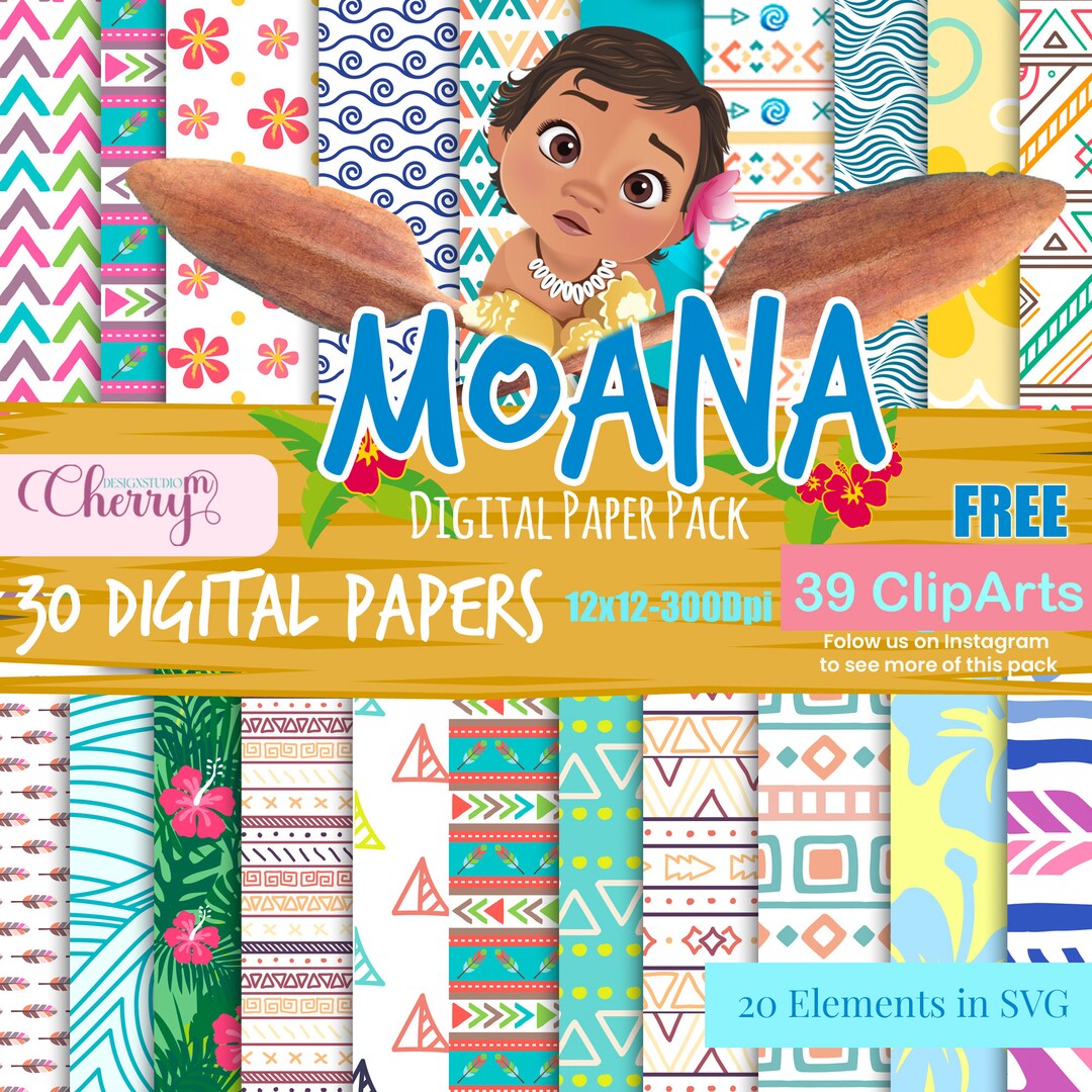 Moana Inspired Digital Paper, Moana Princess Moana Free Clip Art, Moana ...