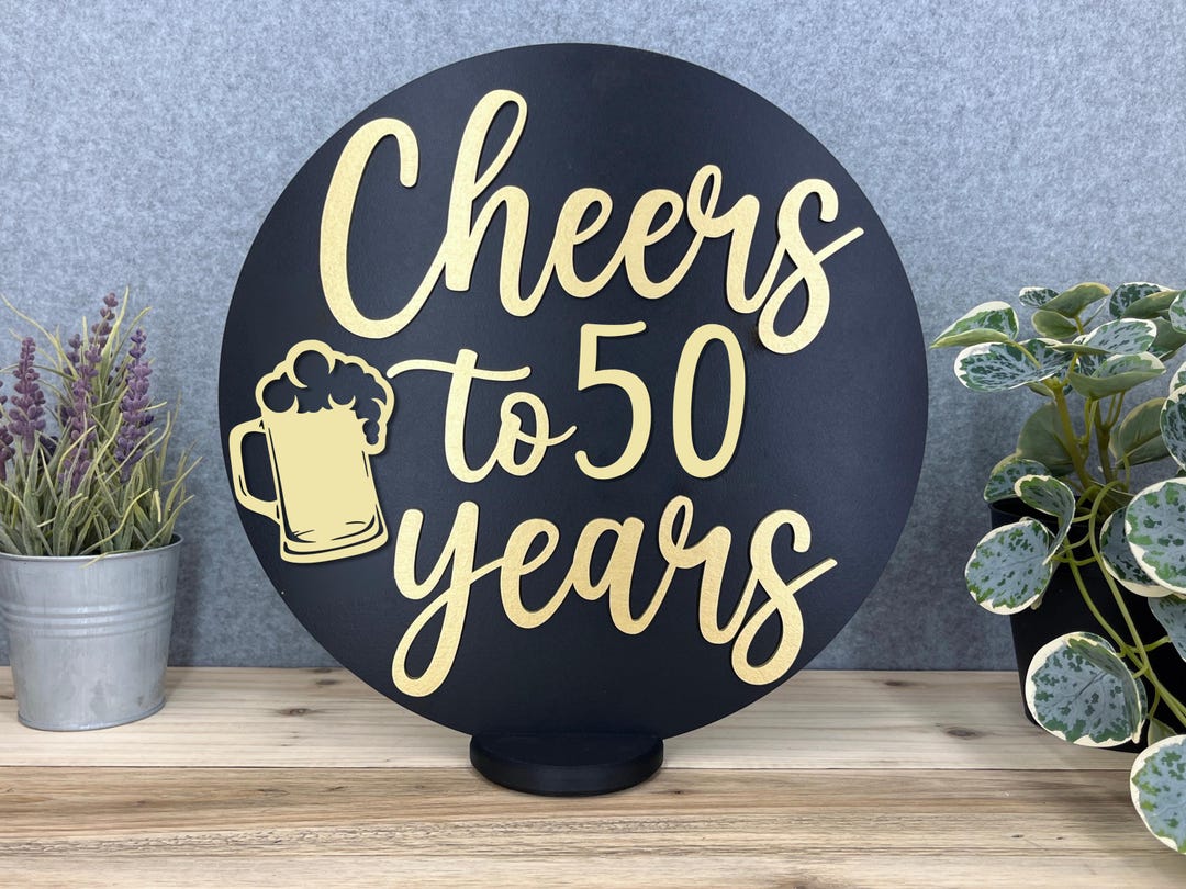 Any Year Cheers Centerpiece. 50th Birthday Frosty Beer Mug Decor Custom ...