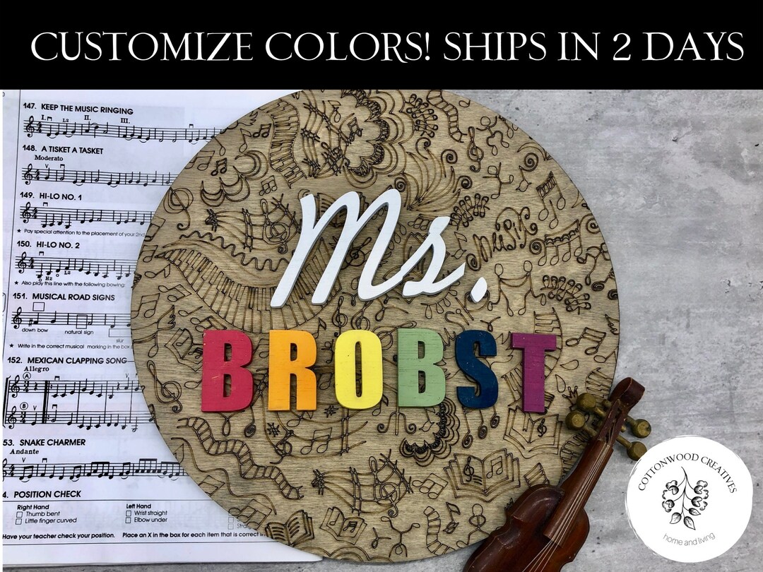 Music Teacher Sign Gift, Music Door Sign Classroom Sign Band Teacher ...