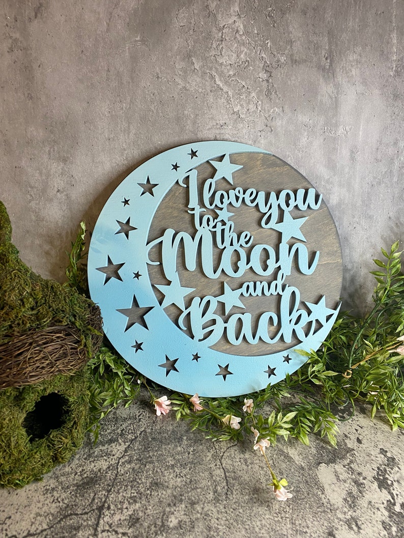 Nursery Wood Sign, Moon and Stars, Hand Painted (pink Blue White) AA57 ...