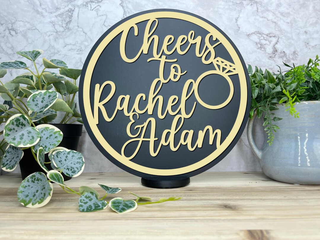 Couple Cheers Diamond Ring Centerpiece Gold Wedding Engagement ...