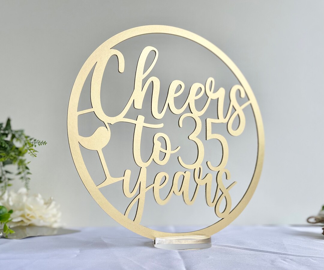 35 Birthday Party Years. Cheers to 35 Years. Centerpiece Table Sign ...