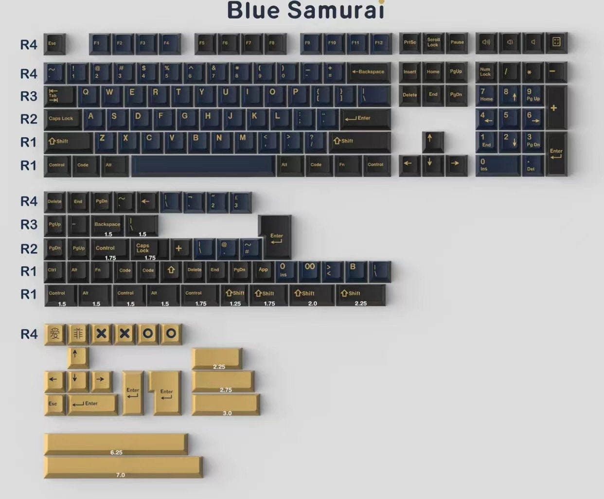 Blue Samurai Keycap Set Cherry Profile PBT Plastic 173 | Etsy UK