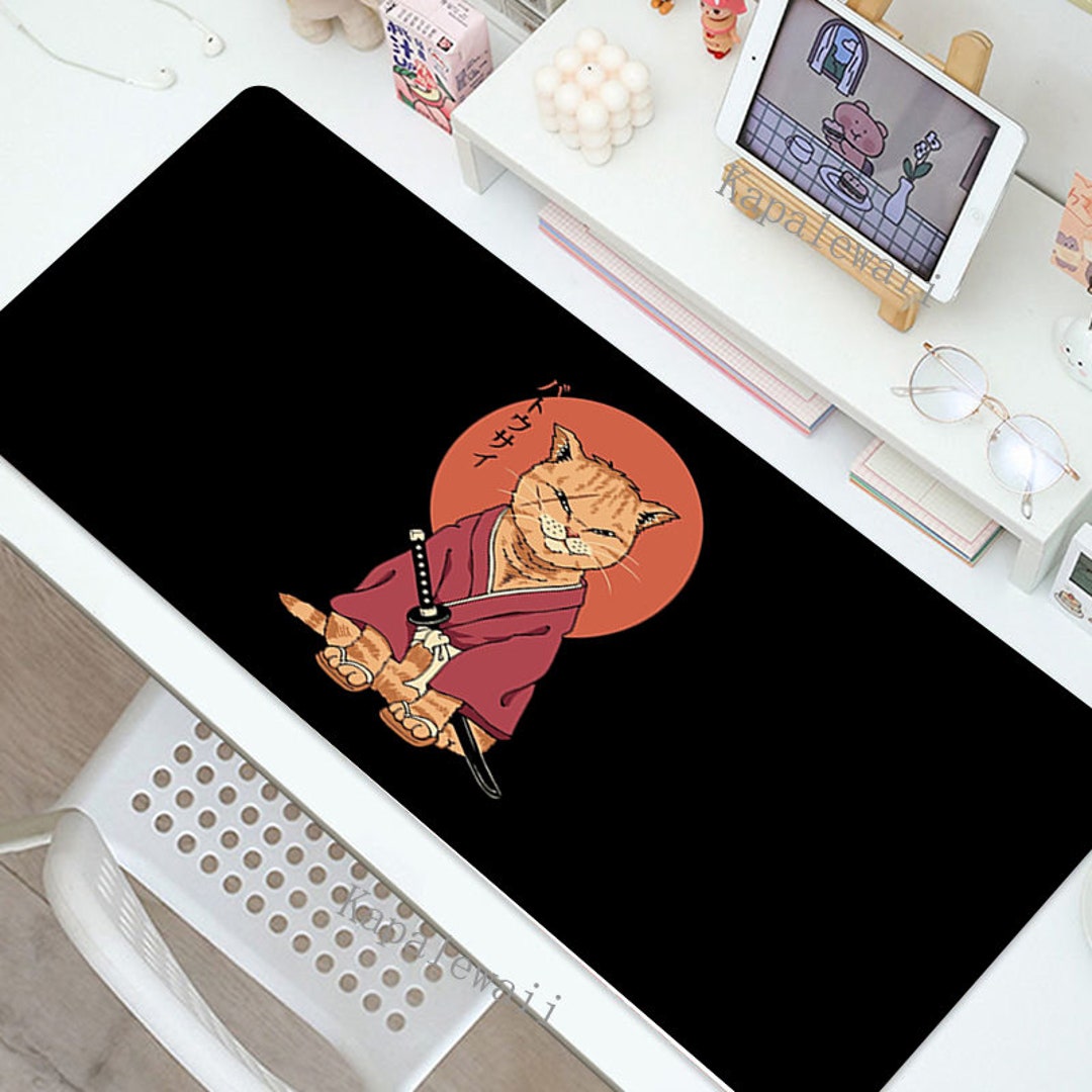Japanese Ninja Kitty Desk Mat Different Sizes Mouse Pad - Etsy