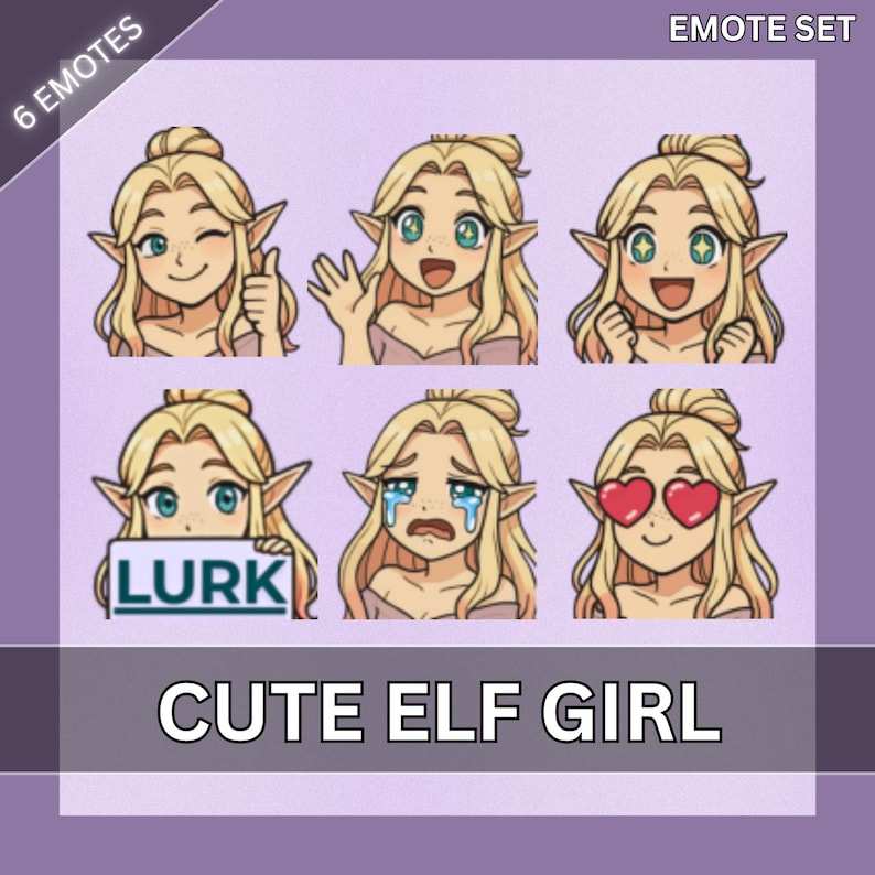 Blond Elf Girl Pngtuber Avatar – 6 Emotes + Animated (ready for Twitch ...
