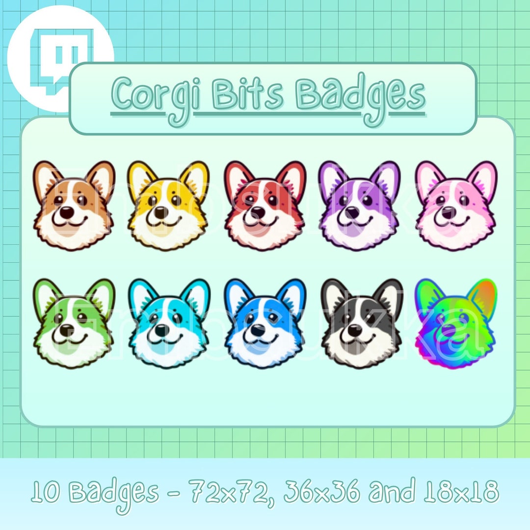Corgi Twitch Badges / Stream Bit Badges / Kawaii Cute Twitch Graphics ...