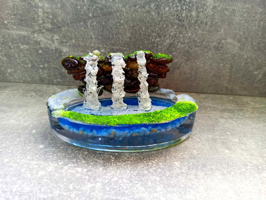 Unique Jar Terrarium Three Waterfall Diorama, Ooak Home Decor, Amazing ...