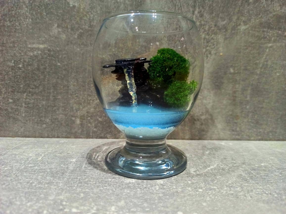Miniature Waterfall Diorama in Glass Tank Terrarium Shines in - Etsy