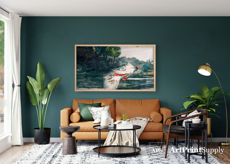 Samsung Frame TV Art Fish Painting, Black Bass Watercolor Artwork ...