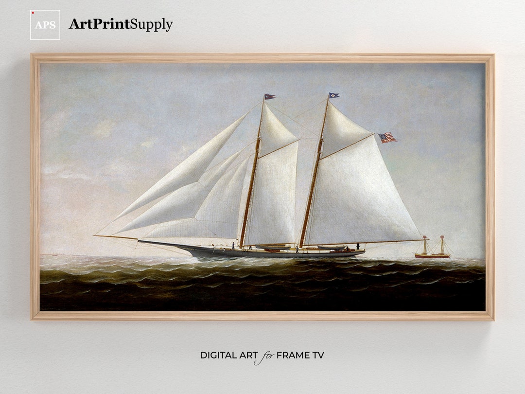 Vintage Yacht America Painting: Coastal Seascape for Samsung Frame TV ...