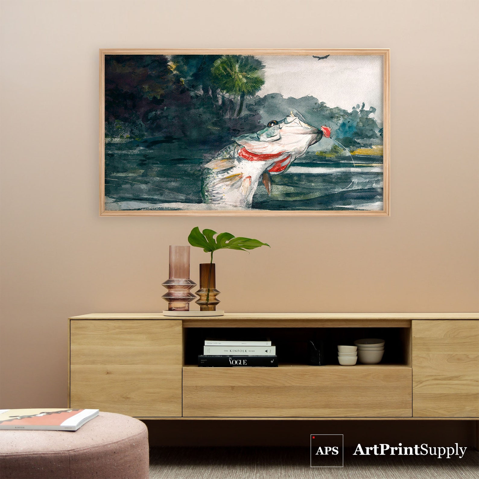 Samsung Frame TV Art Fish Painting, Black Bass Watercolor Artwork ...