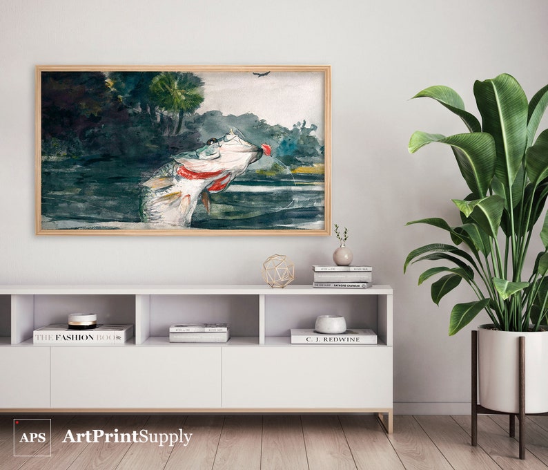 Samsung Frame TV Art Fish Painting, Black Bass Watercolor Artwork ...