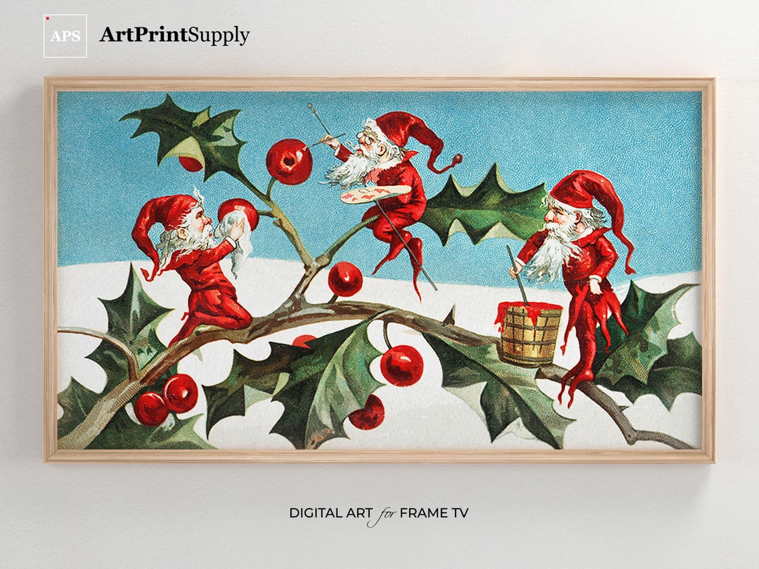 Vintage Santa's Elves Frame TV Art: Christmas Holiday Decor (digital ...