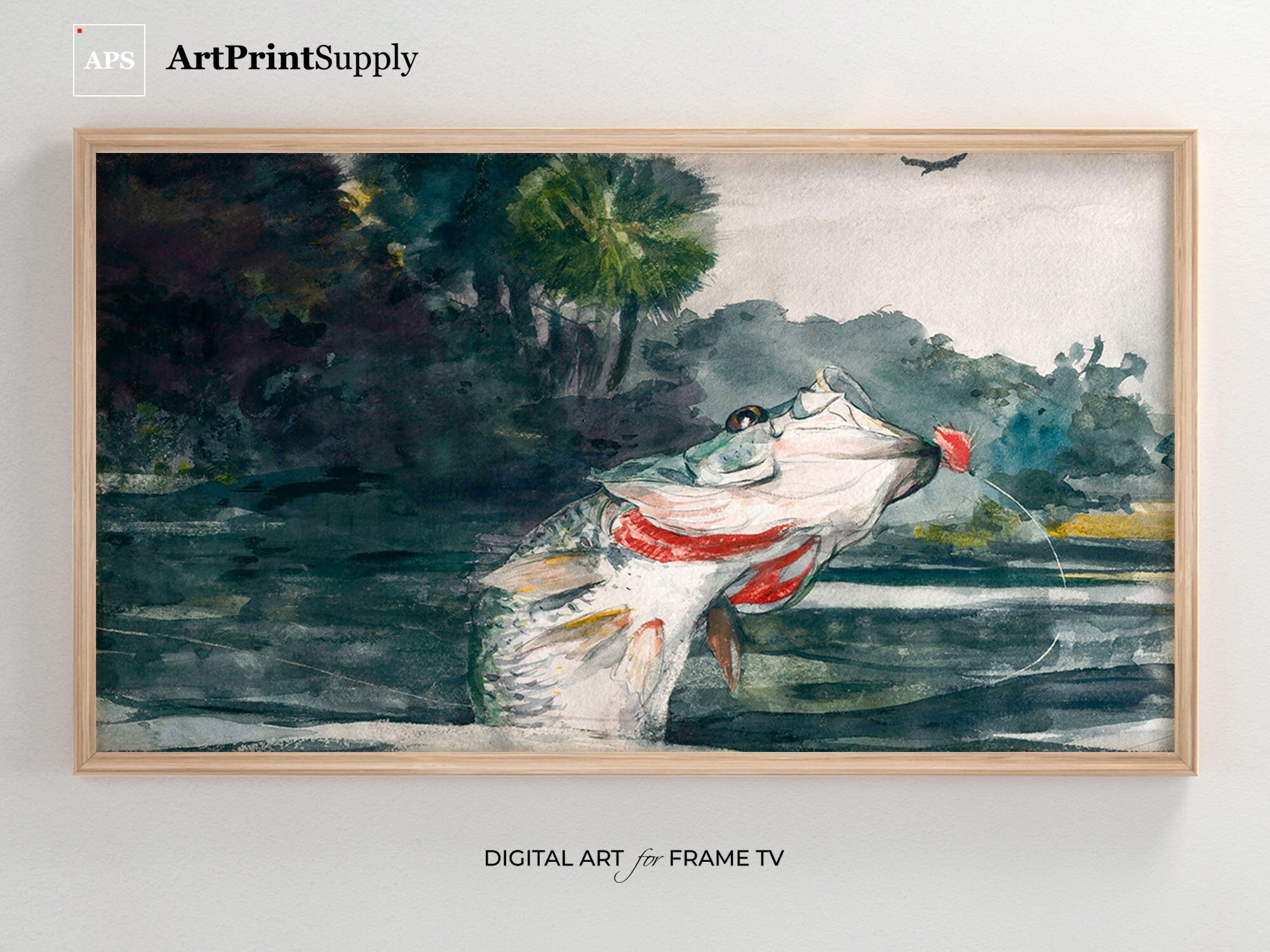 Samsung Frame TV Art Fish Painting, Black Bass Watercolor Artwork ...