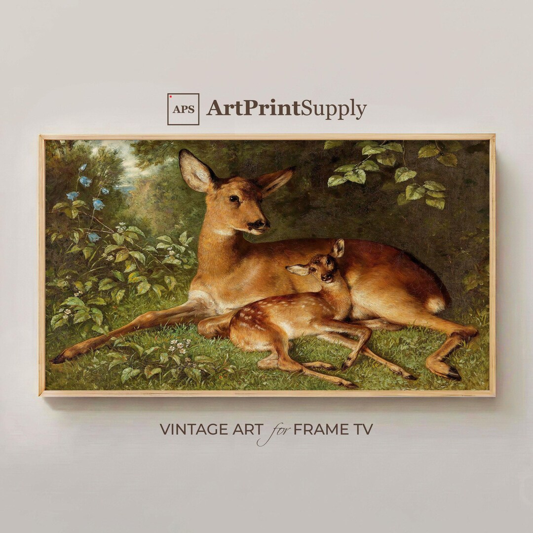 Doe and Fawn 4K Art for Samsung Frame TV: Forest Landscape (digital ...