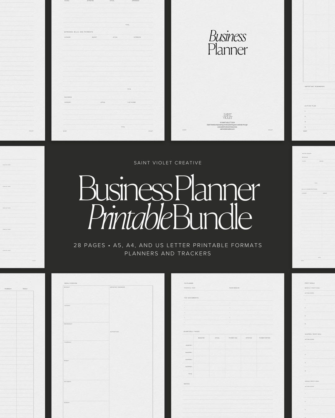 Printable Small Business Planner Bundle Profit and Loss Expense Tracker ...