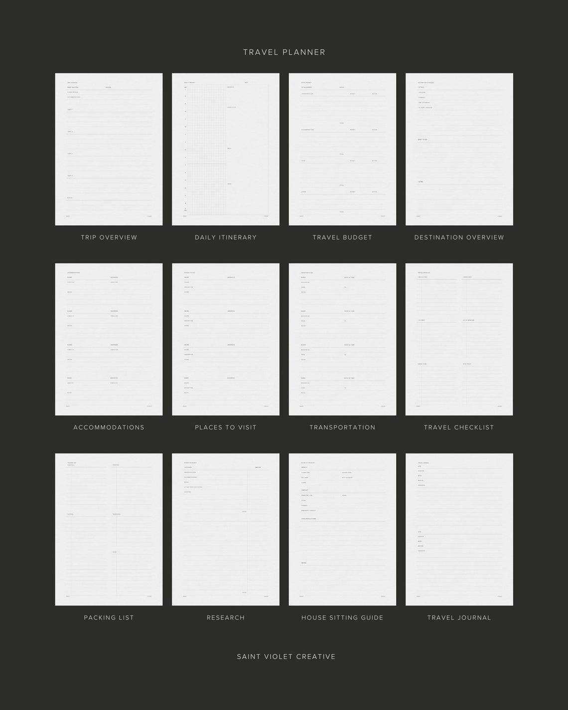 Printable Travel Planner Bundle Trip Overview Daily Itinerary Travel ...