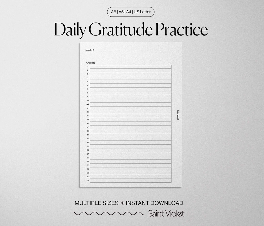 Gratitude Journal Printable for a Daily Gratitude Practice - Etsy