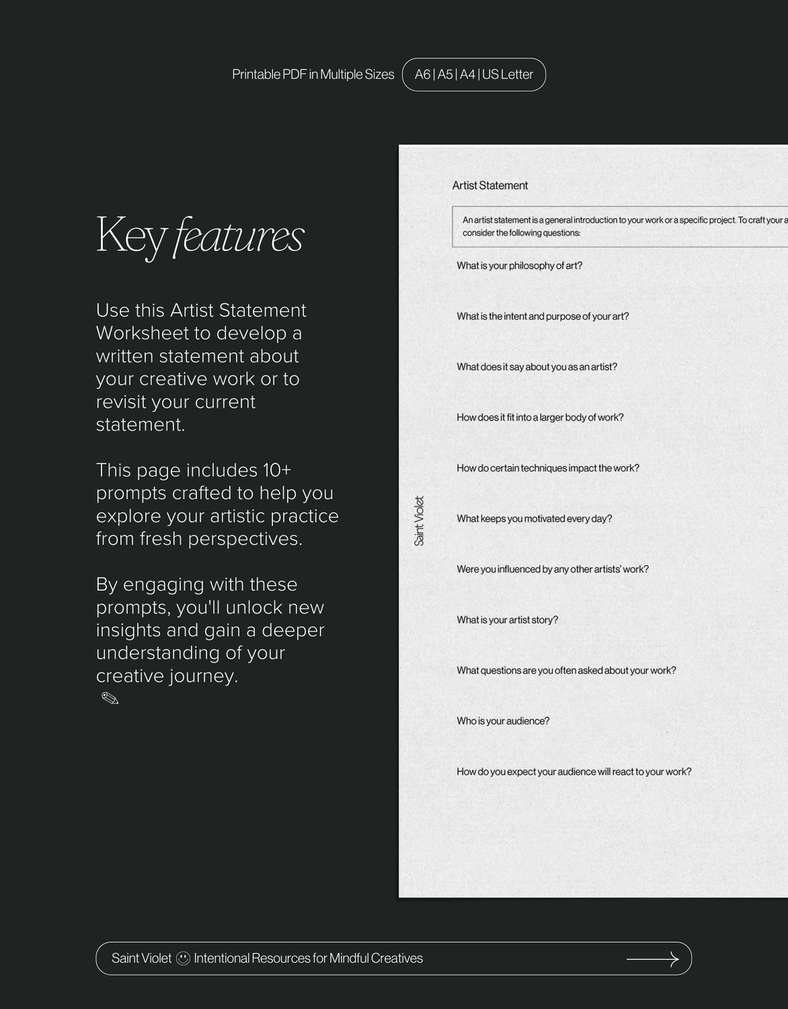 Printable Artist Statement Worksheet for Artists Printable - Etsy