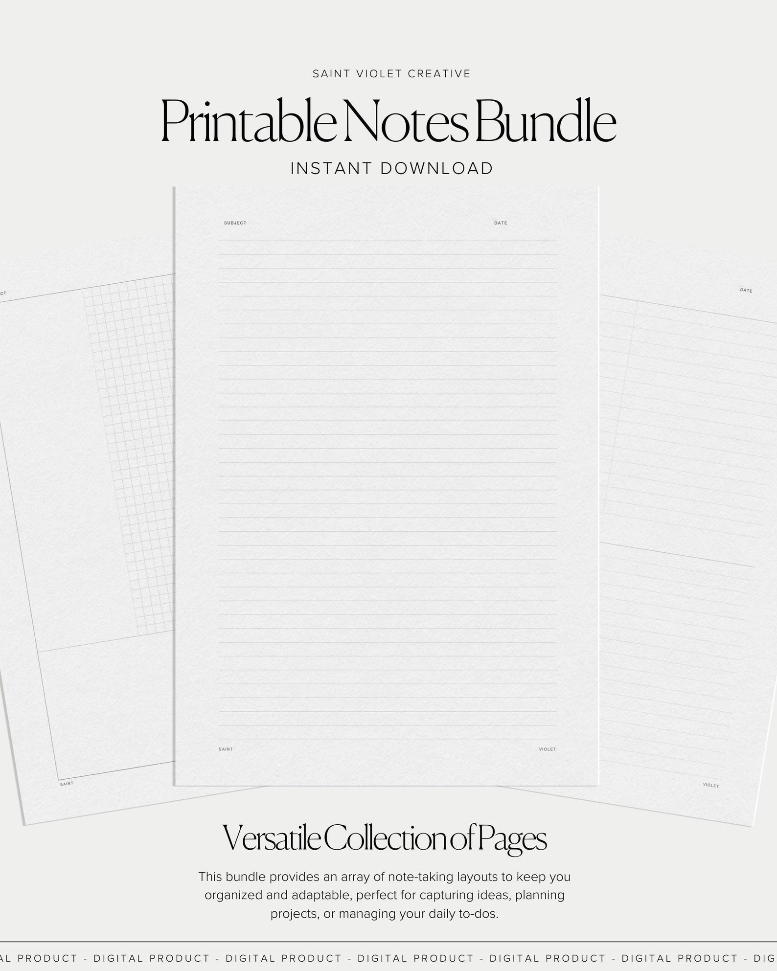 Printable Notes Bundle ADHD Planner A5 Inserts Cornell Notes Task ...