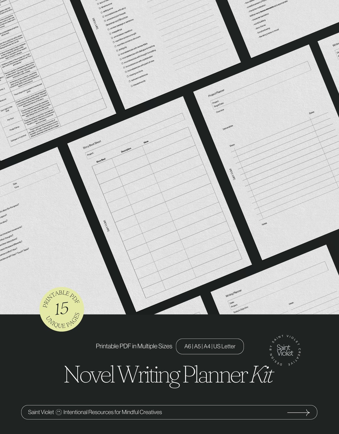 Novel Writing Planner for Authors Plot a Novel Scene Card Book Writing ...
