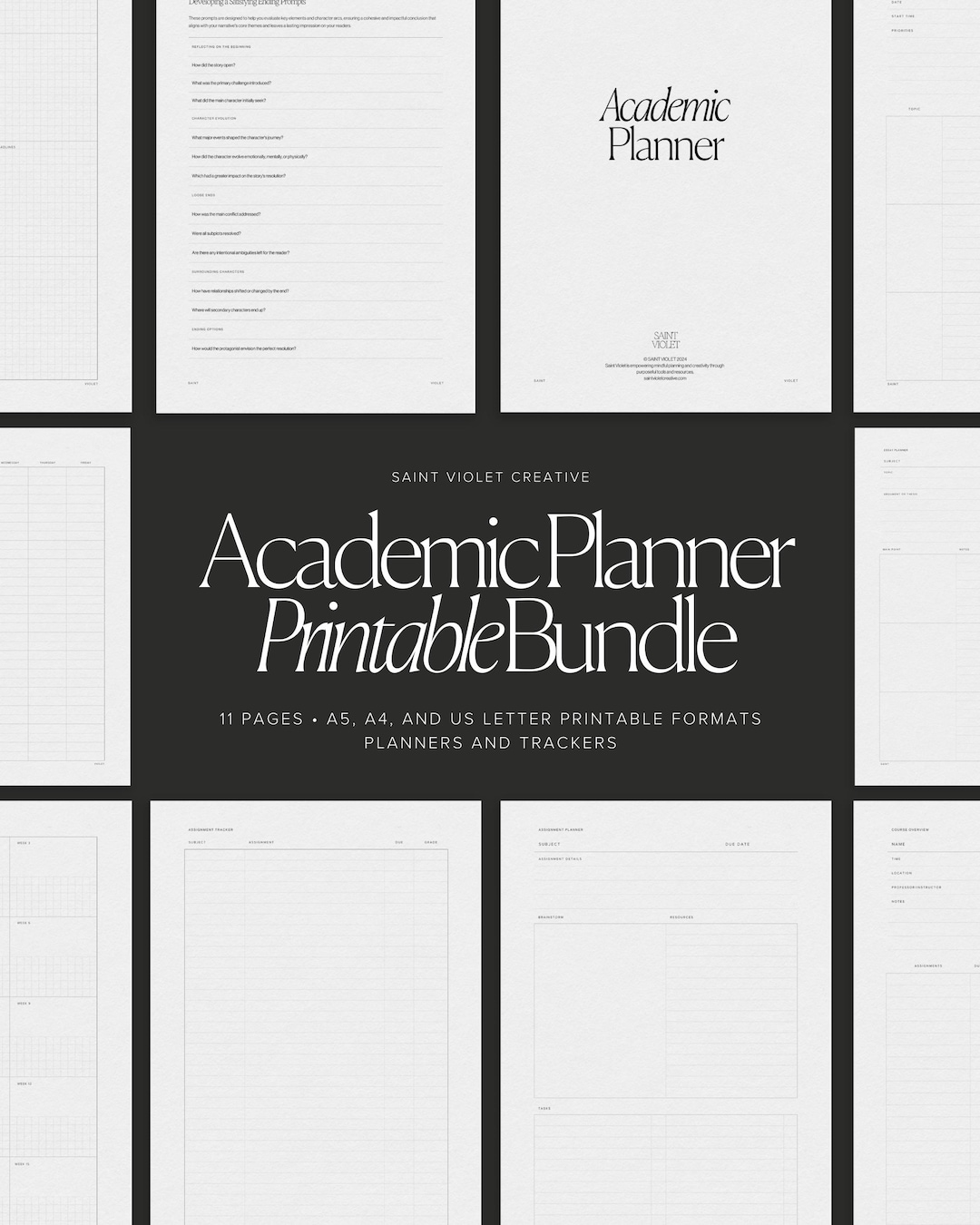 Printable Academic Planner Bundle College Study Planner Printable ...