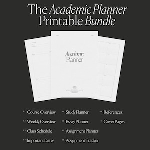 Printable Academic Planner Bundle College Study Planner Printable ...