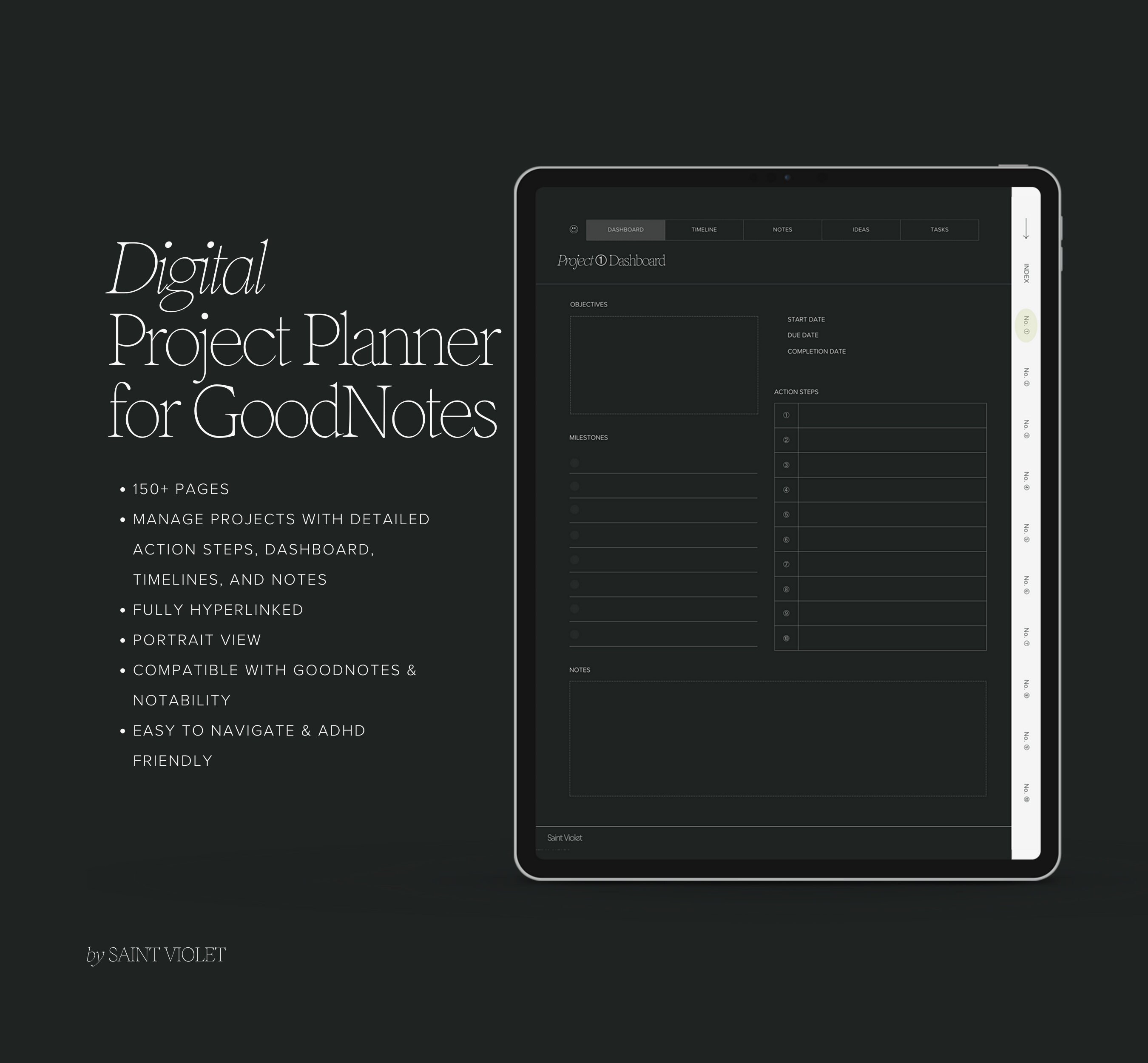 Digital Project Planner Digital Planner Goodnotes ADHD Digital Planner ...