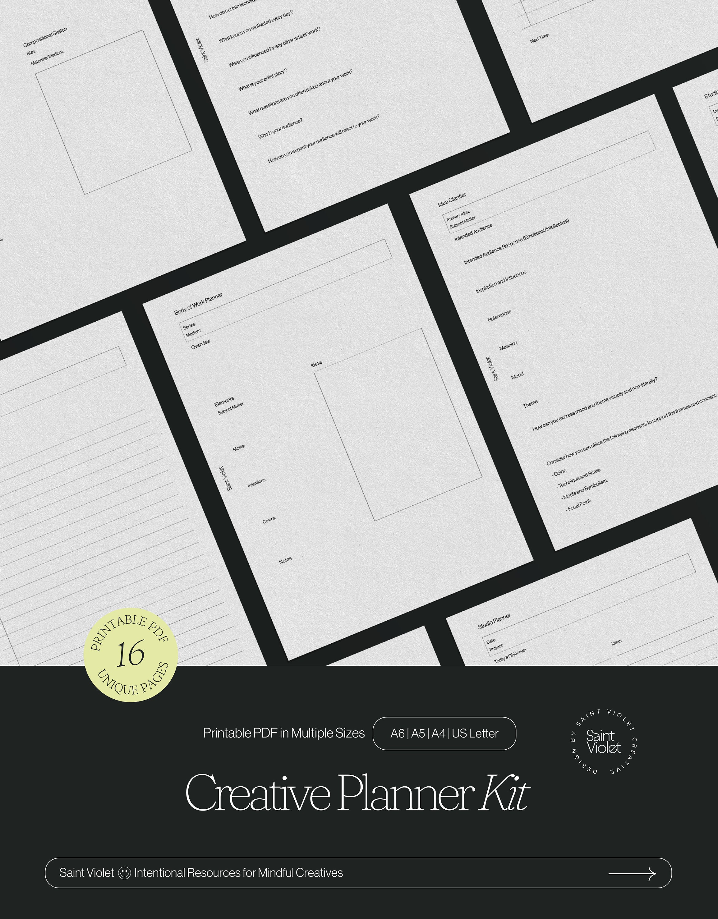 Creative Project Planner for Artists and Designers Planner Bundle ...