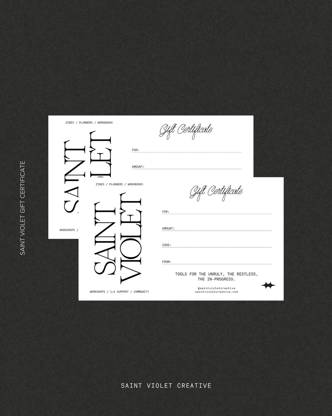 Gift Certificate for Writer Artist Gift Card Creative Gift Voucher ...