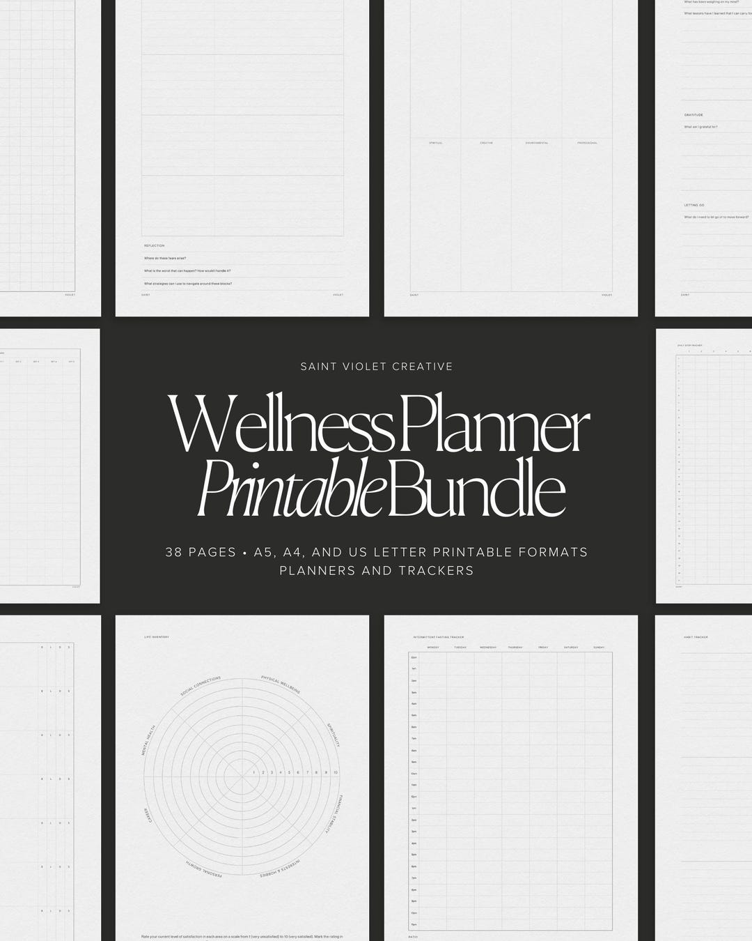 Printable Wellness Planner Bundle Health and Wellness Journal Mental ...